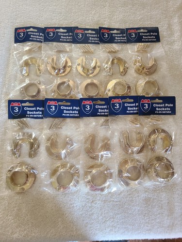 BRASS FINISH METAL CLOSET ROD POLE SOCKETS 1 5/16" | eBay