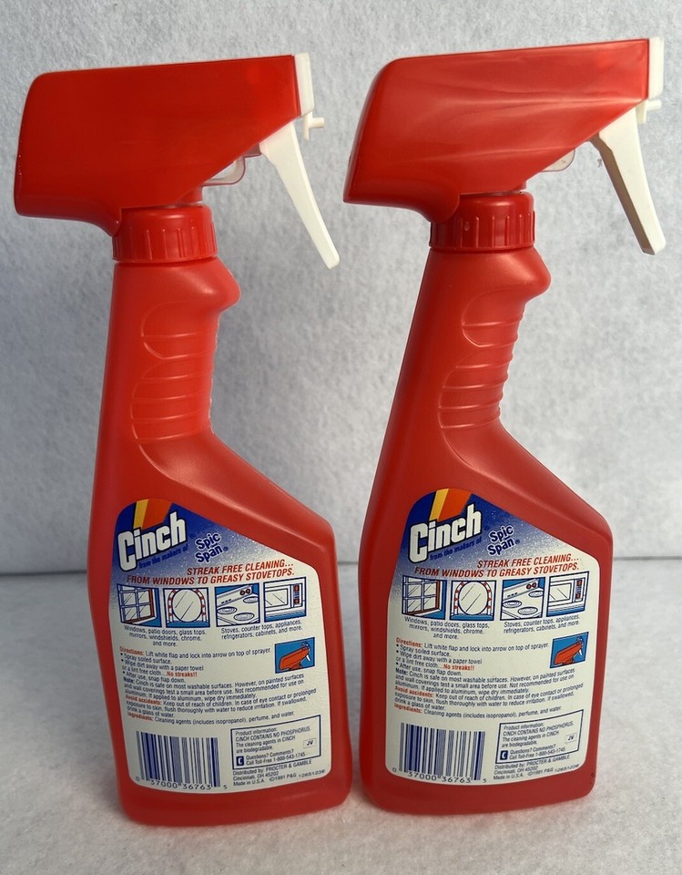 VTG 1993 Spic and Span Cinch Glass Surface Cleaner 2 Bottles-1 Full/1 ...