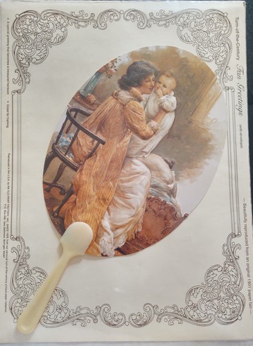Vintage Victorian Church/Funeral Paper Hand Fan Embossed Mother-Baby ...