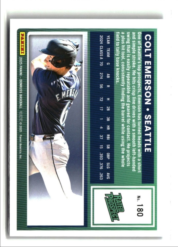 COLT EMERSON 2025 Donruss Rocket Foil #180 Seattle Mariners | eBay