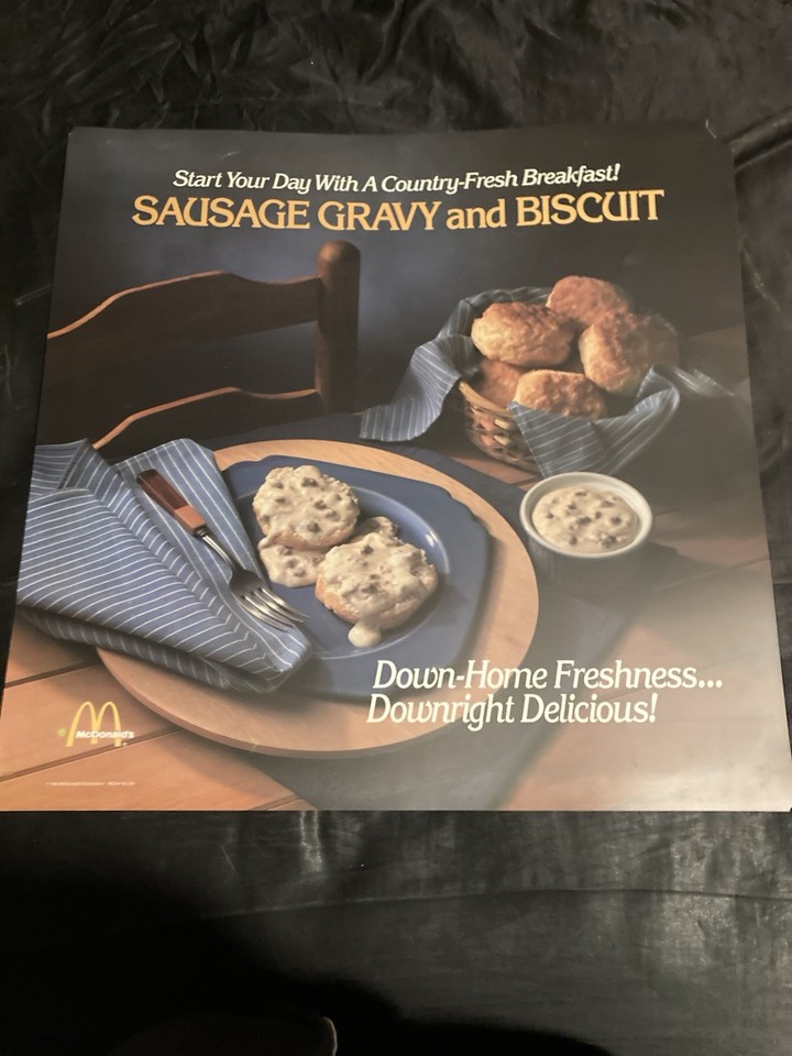 mcdonalds Sausage gravy & biscuit translite sign poster 21 3/4" x 21 3/ ...