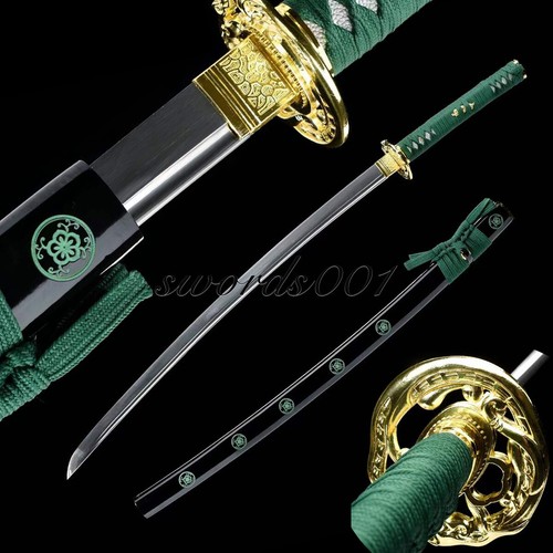 Lucky Green Sword Japanese Samurai Katana 1095 Steel Sharp Blade Sakura ...