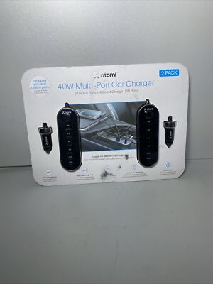 Atomi 40W Multi-Port Car Charger With 2 USB-C + 4 Smart Charge USB ...