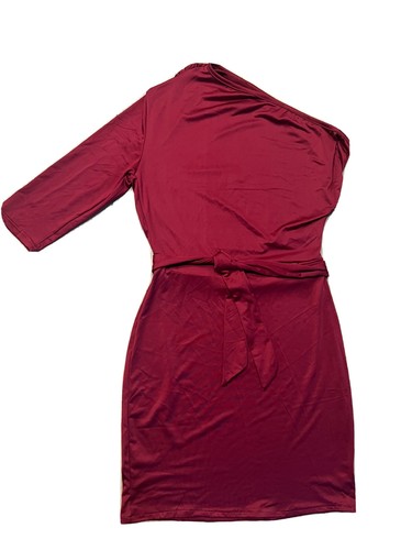 New Burgundy Red one shoulder Dress XS X-Small | eBay