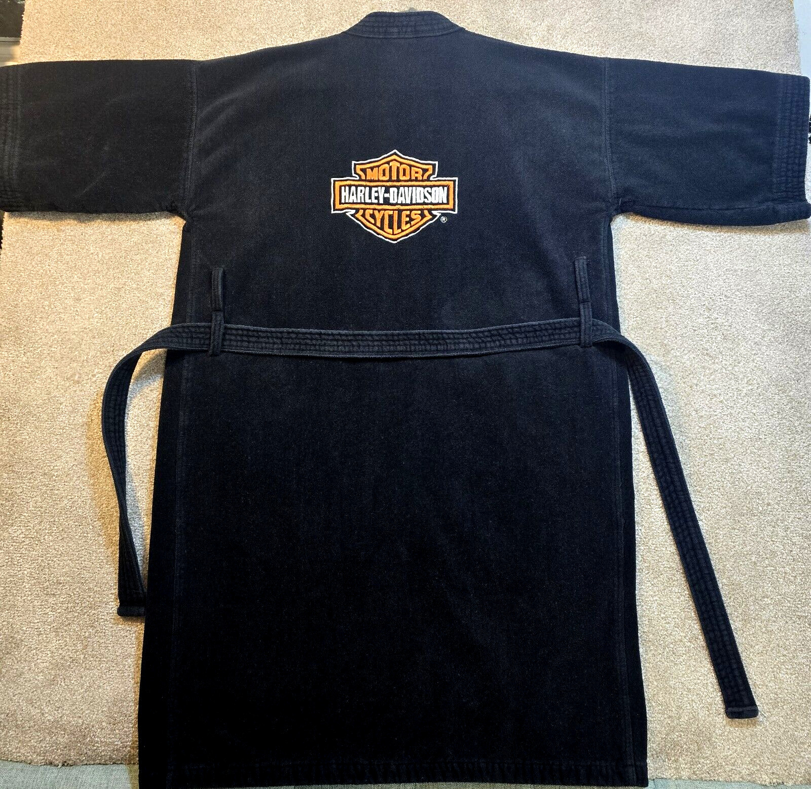 Harley-Davidson Plush Robe Terry Cloth Belt Long Blac… - Gem