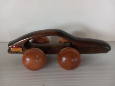Vintage Two Tone Wooden 300ZX Datsun Rolling Car Back Massager Pull Toy ...