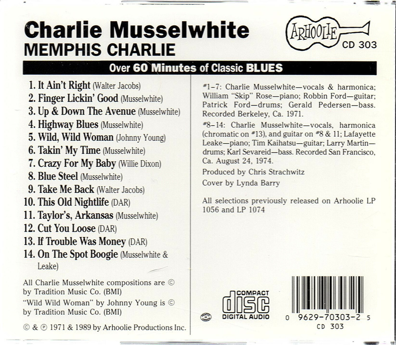 CHARLIE MUSSELWHITE CD ARHOOLIE " MEMPHIS CHARLIE " [US] | eBay