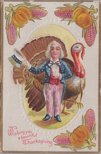 Thanksgiving Uncle Sam Child Turkey Pumpkin Corn Patriotic c1910s ...