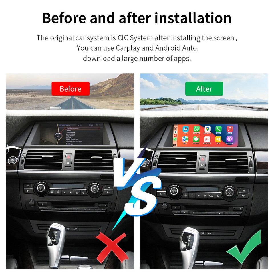 For BMW X5 E70 CIC 2009-2013 Android Auto CarPlay Car Stereo GPS Navi ...