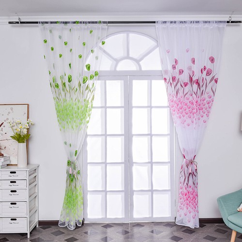 Translucent Curtains Tulip Printing Curtains Wear Rod Curtains Window ...