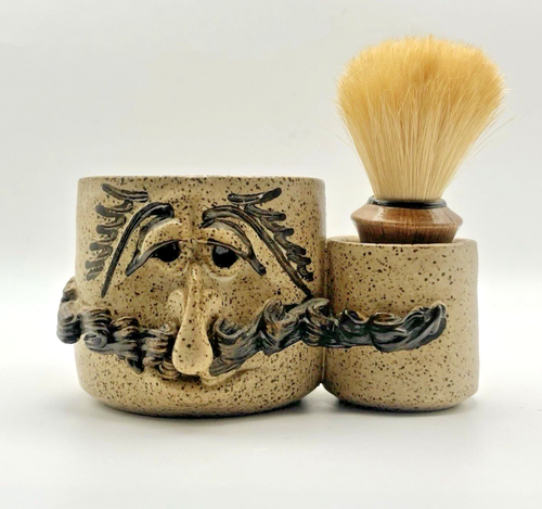 VTG UNIQUE Hand Made Ceramic 3D Bearded Face Shave Set Marked Wizard Of ...