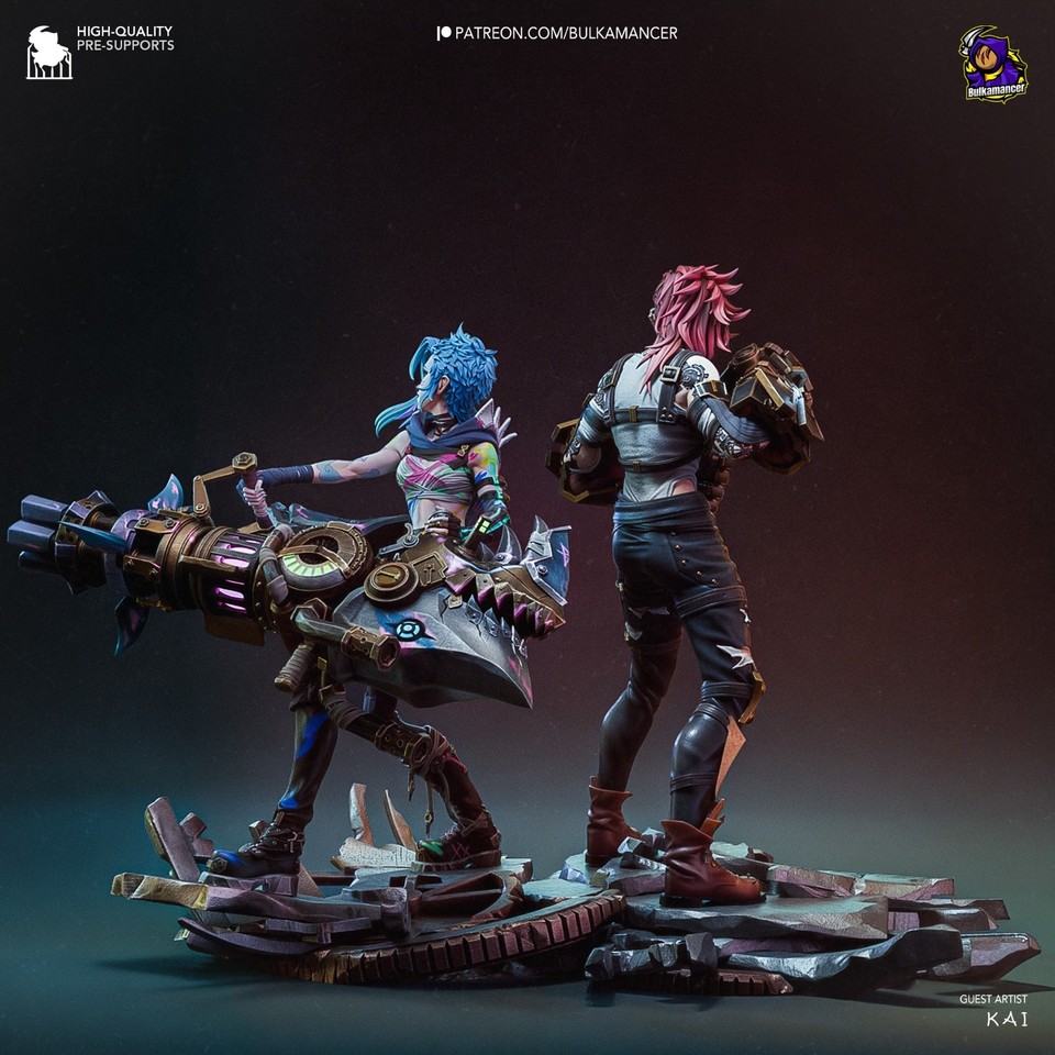 Jinx Vi - Arcane 1/8 DIORAMA Figure Statue Model Kit Unpainted Fan Art ...