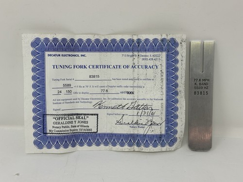 Decatur Electronics Police Radar K Band 77.6 MPH Tuning Fork 5589 HZ | eBay