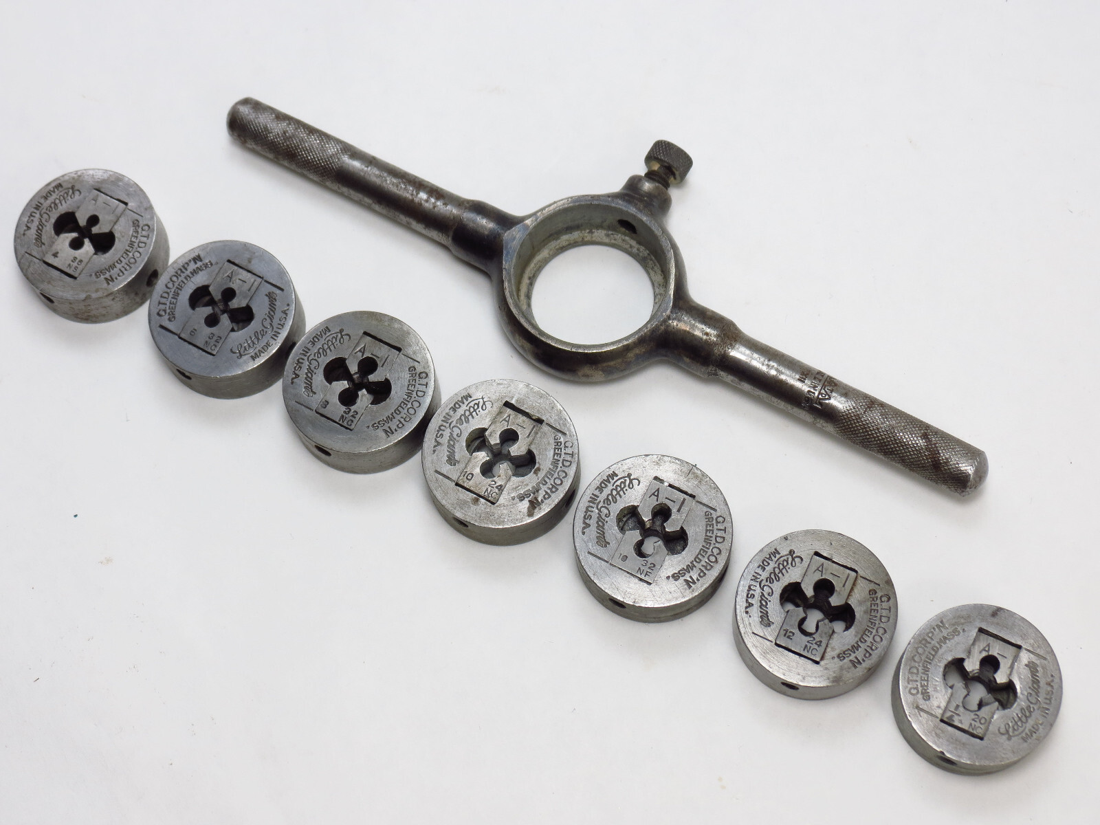 Vintage Greenfield Little Giant Threading Dies & Handle Set, 1-1/4 ...