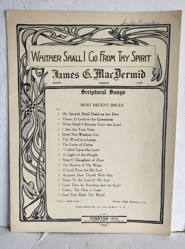 Sheet Music 1937 Whither Shall I Go From Thy Spirit | eBay