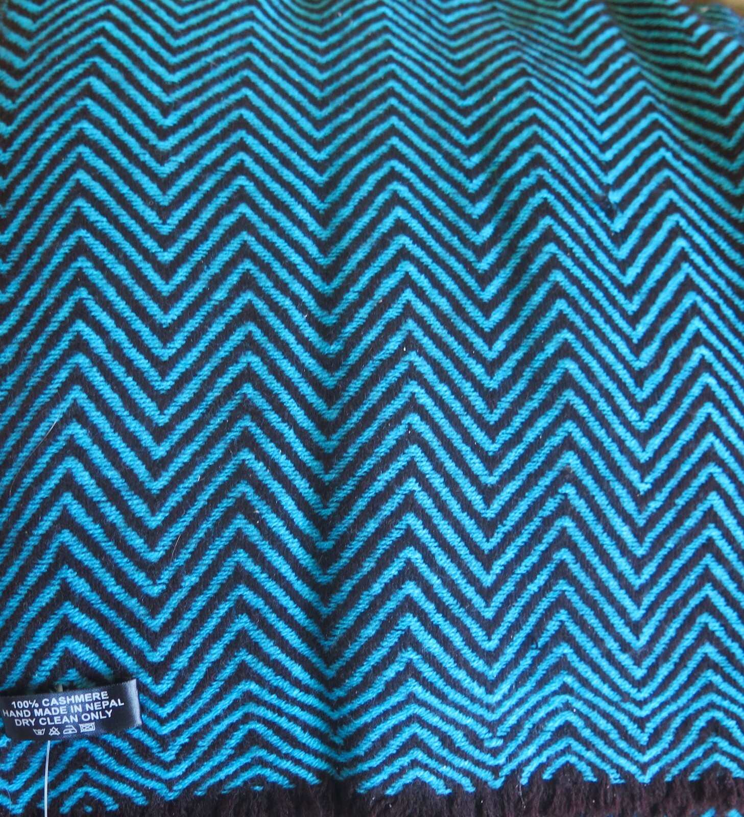 Cashmere|4 Ply|Throw/Blanket|Hand Loomed|Nepal| 2 Color | Teal & Black ...