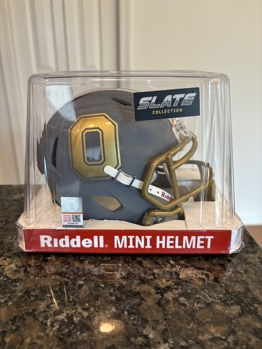 Ohio State Buckeyes Custom Slate Riddell Speed Mini Football Helmet ...