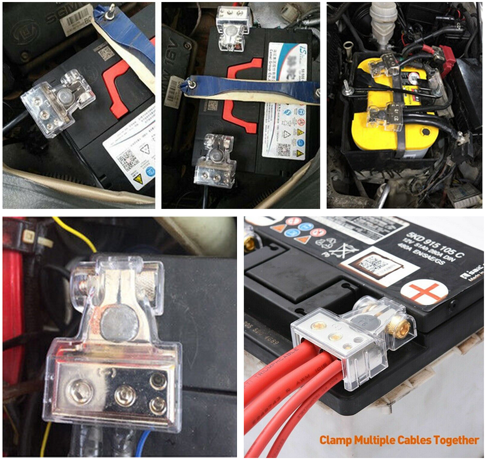 2X Car Battery Terminal Clamp 0/4/8 Awg Gauge Positive Negative ...