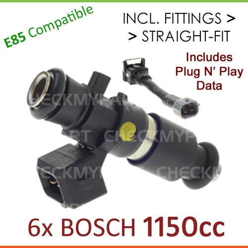 6x BOSCH 1150cc E85 Fuel Injector Set-up For Nissan Skyline R32/R33/R34 ...