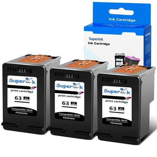 3x 63XL Black Ink Cartridge for HP Officejet 3830 4650 5258 5255 5252 ...