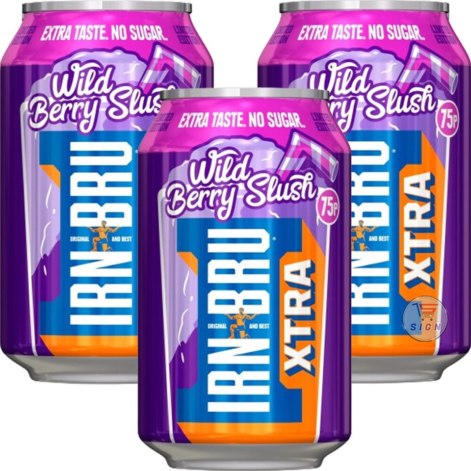IRN-BRU Extra Taste No Sugar- Wild Berry Slush,Raspberry Ripple Soft ...