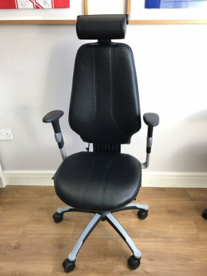 BLACK LEATHER RH400 ELEGANCE FULLY ERGONOMIC OFFICE TASK CHAIRS ...