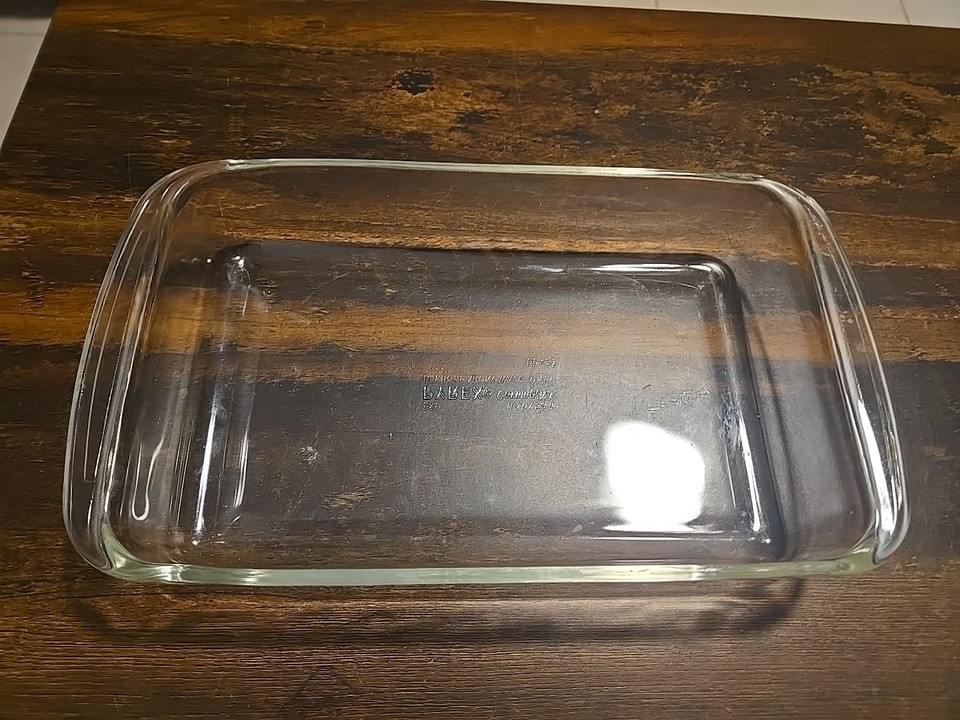 VTG PYREX CLEAR GLASS BAKING DISH #231 TWO HANDLES 11.25 " x 6.5" X 1. ...