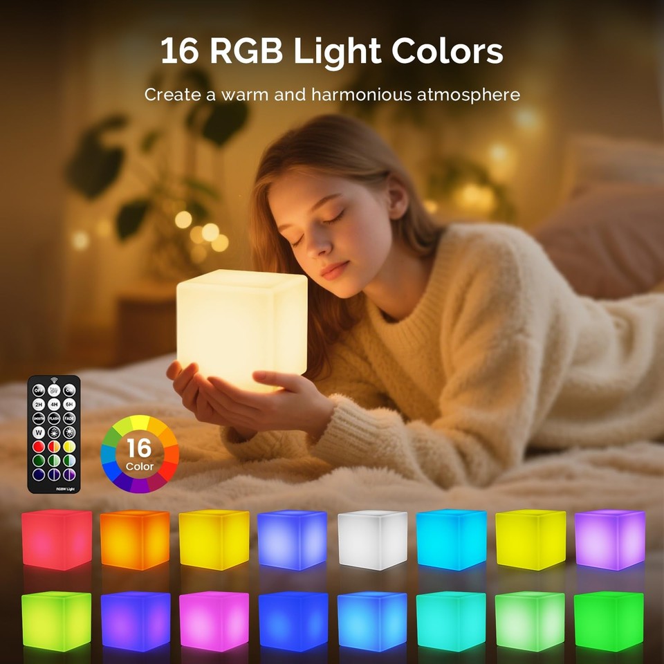 4-inch LED Cube Lights: RGB 16 Colors Tesseract Cube, Cosmic LED Mood ...