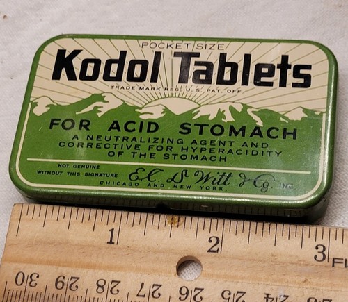VINTAGE KODOL TABLETS MEDICINE TIN ADVERTISING DRUG PHARMACY CONTAINER ...