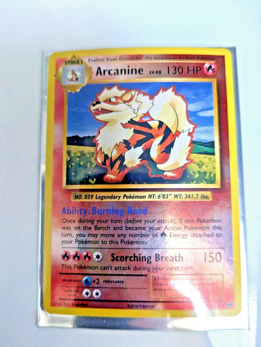 First Edition Arcanine Fire Type Pokemon Card Rare (In Protective ...
