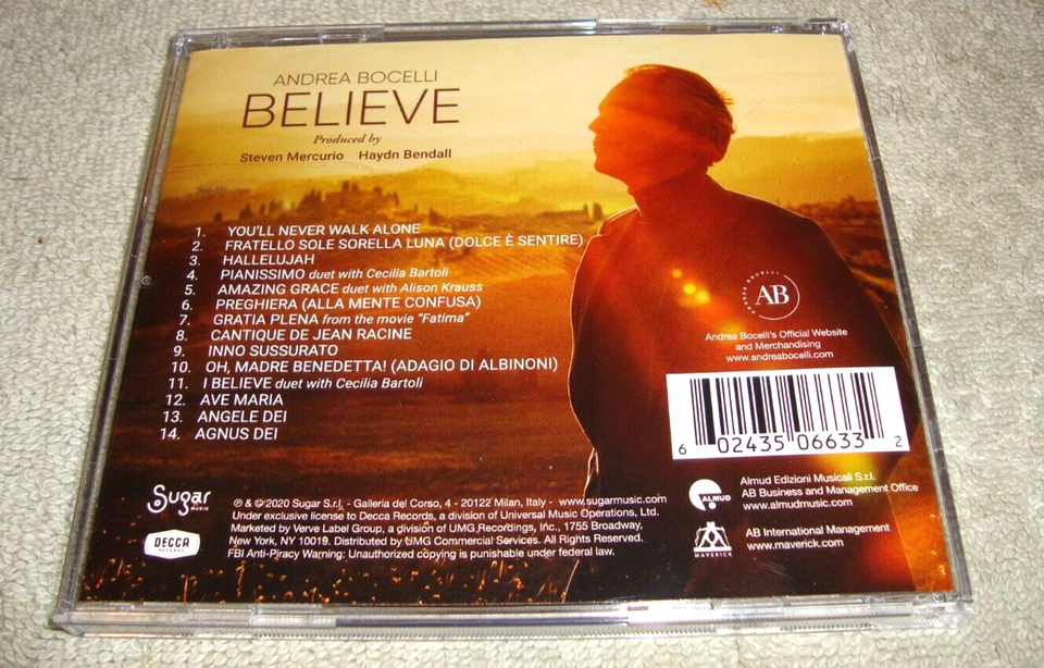 ANDREA BOCELLI - BELIEVE CD - 2020 602435066332| eBay
