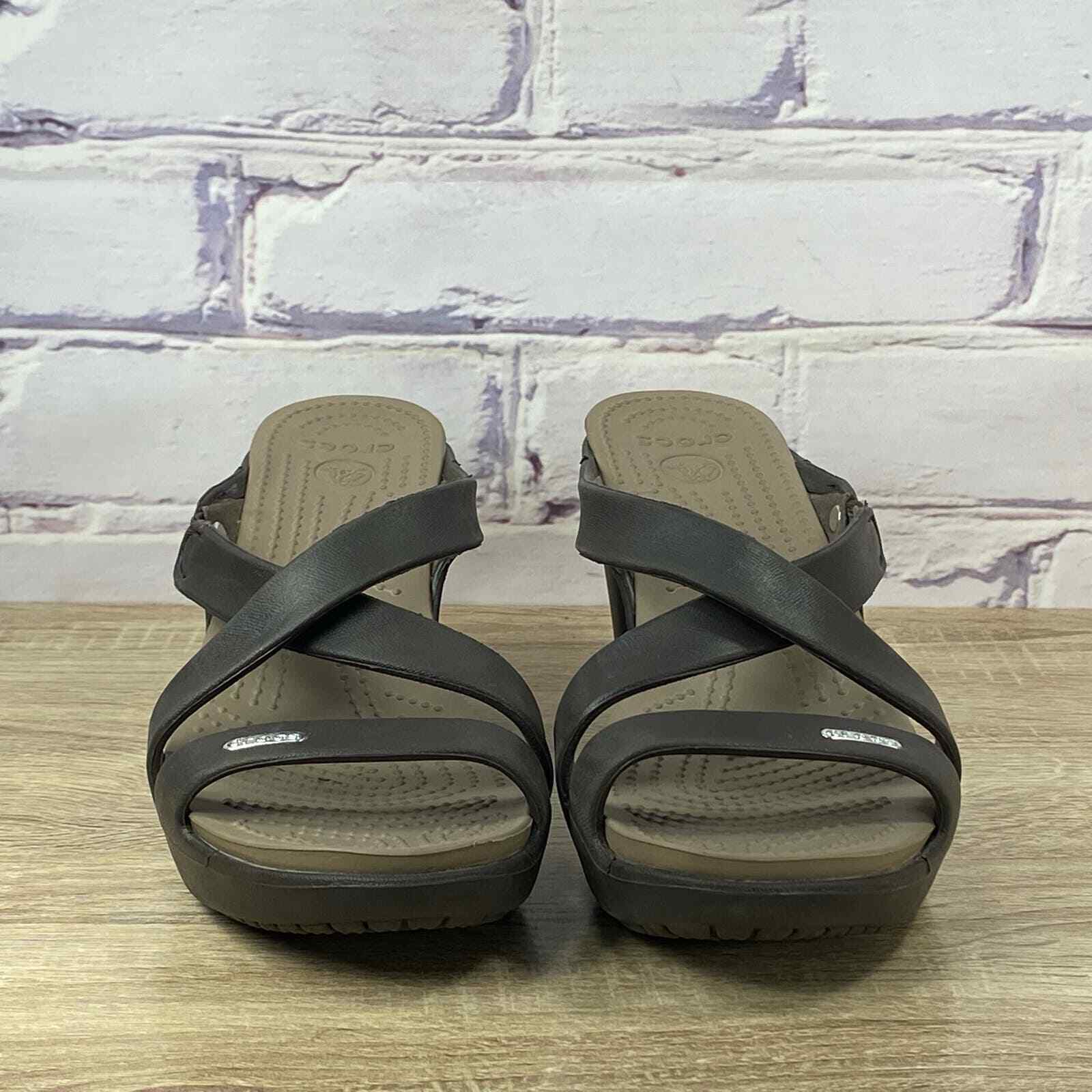Crocs Cyprus IV Brown Strappy Heel Sandals Women's Size 10 Espresso ...