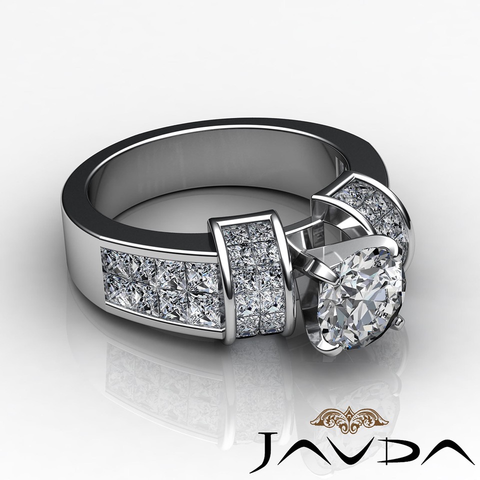 Classic 4 Prong Invisible Setting Round Diamond Engagement Ring GIA G ...