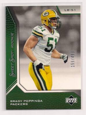 2005 BRADY POPPINGA SWEET SPOT #208 ROOKIE 156/499 GREEN BAY PACKERS ...