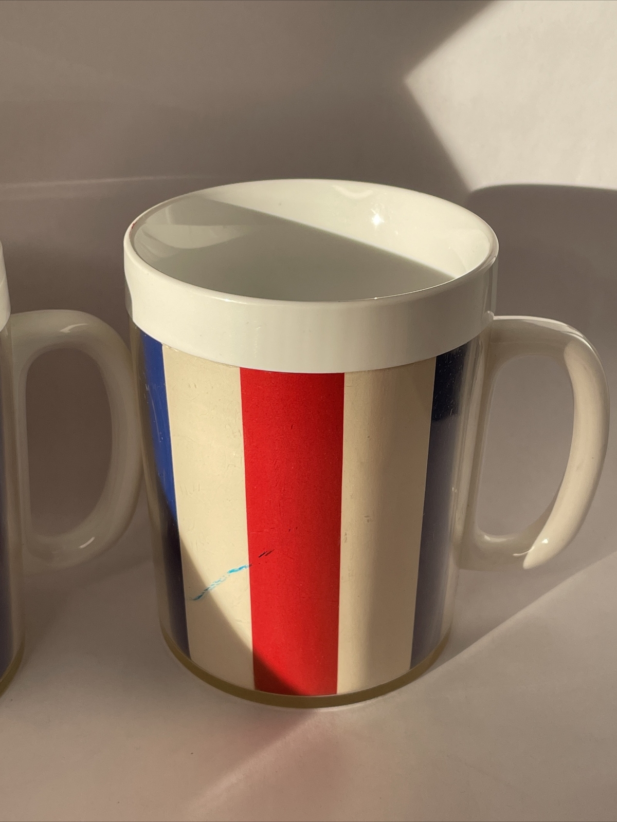 Thermo Serve Hot Chocolate Coffee Mugs Red White Blue Stripe Set of 3 ...