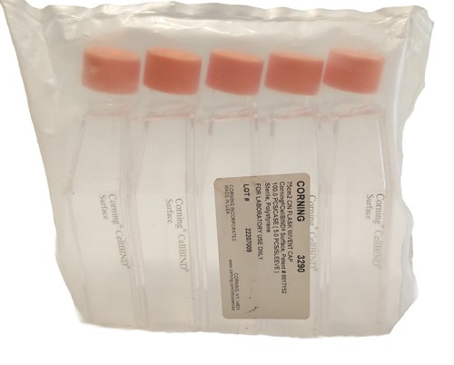 Corning 3290 CellBIND Surface 75cm2 C/N Flasks w/ Vent Cap 5 Bottles ...
