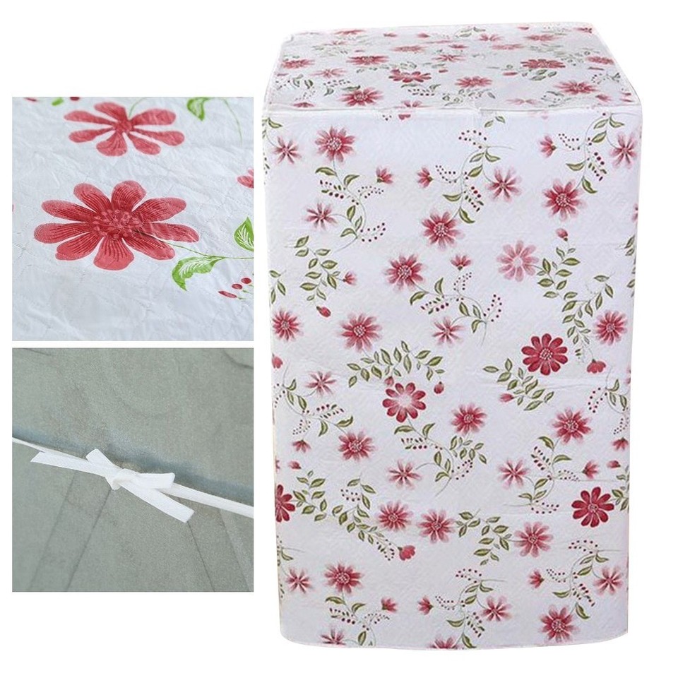 Waterproof Washing Machine Cover Dust Proof Dust Cover With Red Flower ...