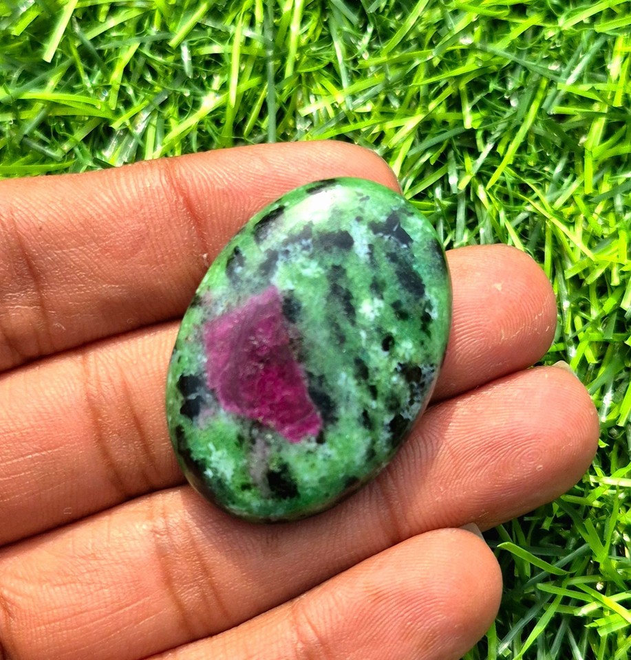Natural Ruby Zoisite Loose Gemstone Cabochon Oval Shape Use For Making ...