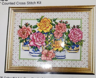 Design Works Roses Counted Cross Stitch Kit Pots of Roses #9811 | eBay