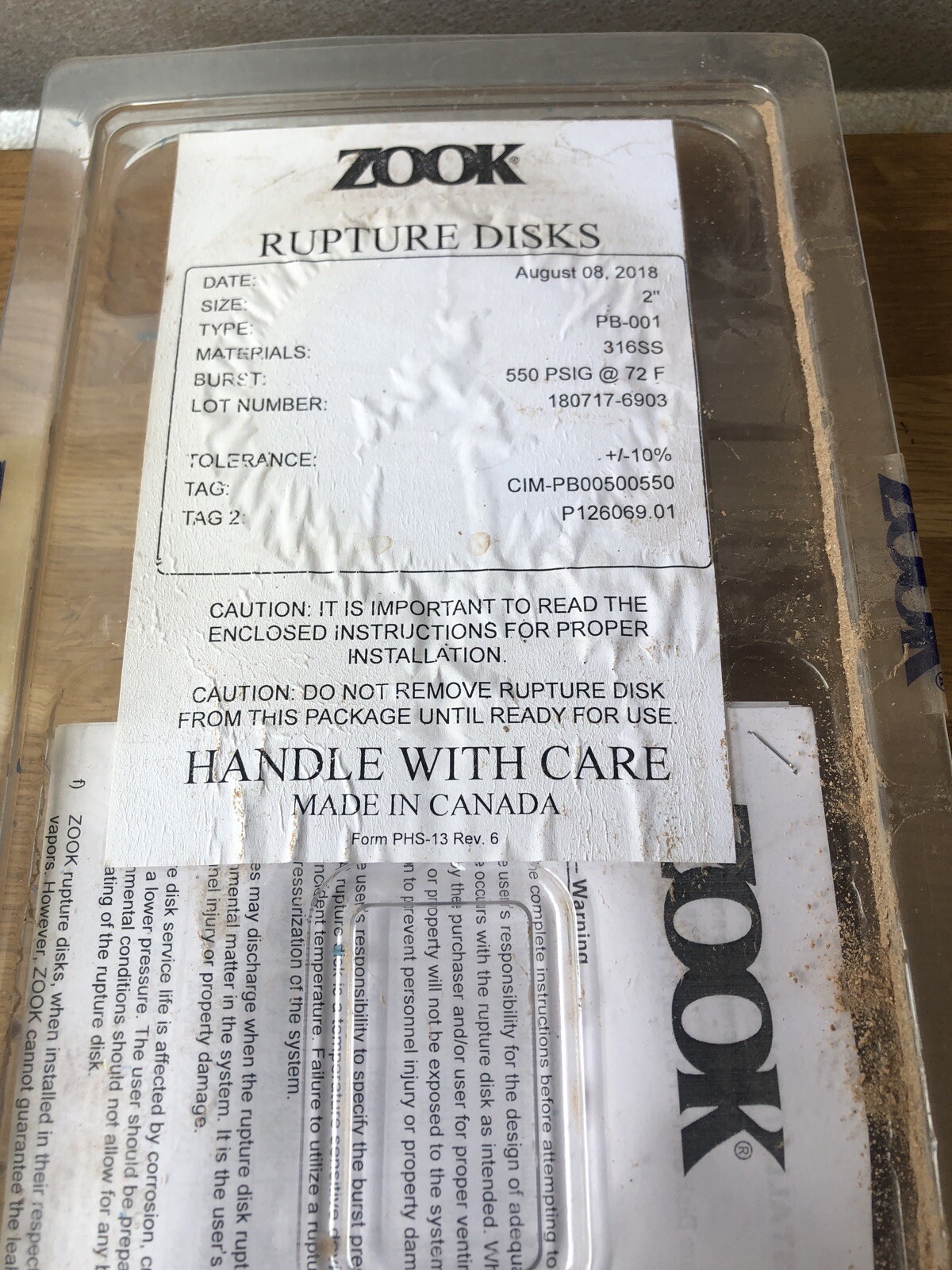 Zook 2” Rupture Disk Series Pb-001 | eBay