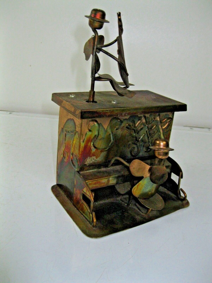 Vintage Copper Tin Music Box Seated Piano Player Berkeley Designs "The ...