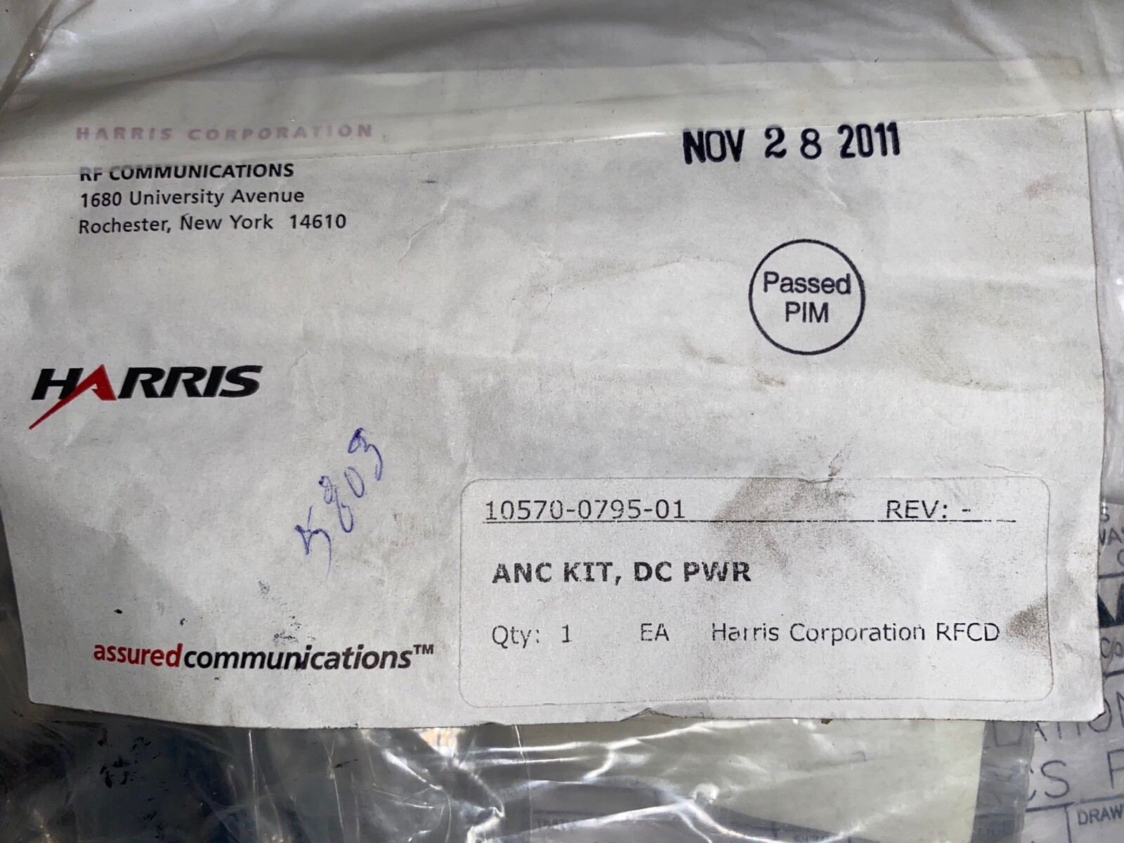 HARRIS L3 10570-0795-01 MODIFICATION KIT, ANC KIT DC POWER | eBay