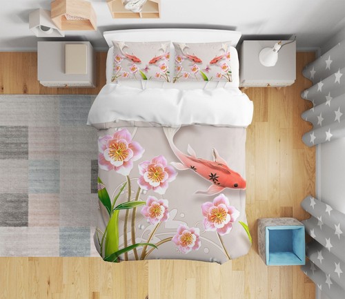 3D Goldfish Flower A6535 Bed Pillowcases Quilt Duvet Cover Set Queen ...