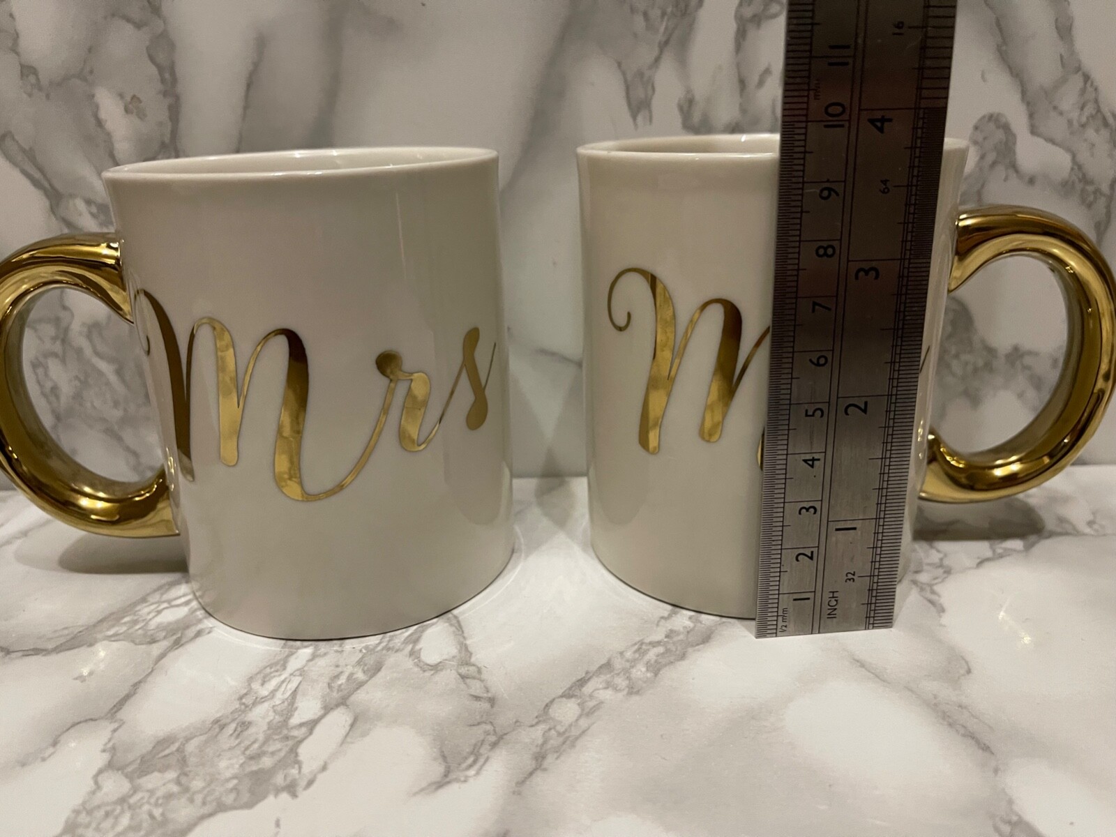 Sass & Belle Mr & Mrs White & Gold Tone Mugs | eBay UK