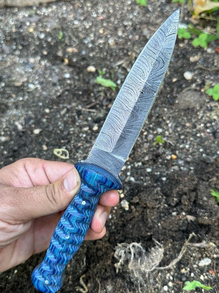 handmade Damascus steel Dagger Knife hunting double edged knife ...