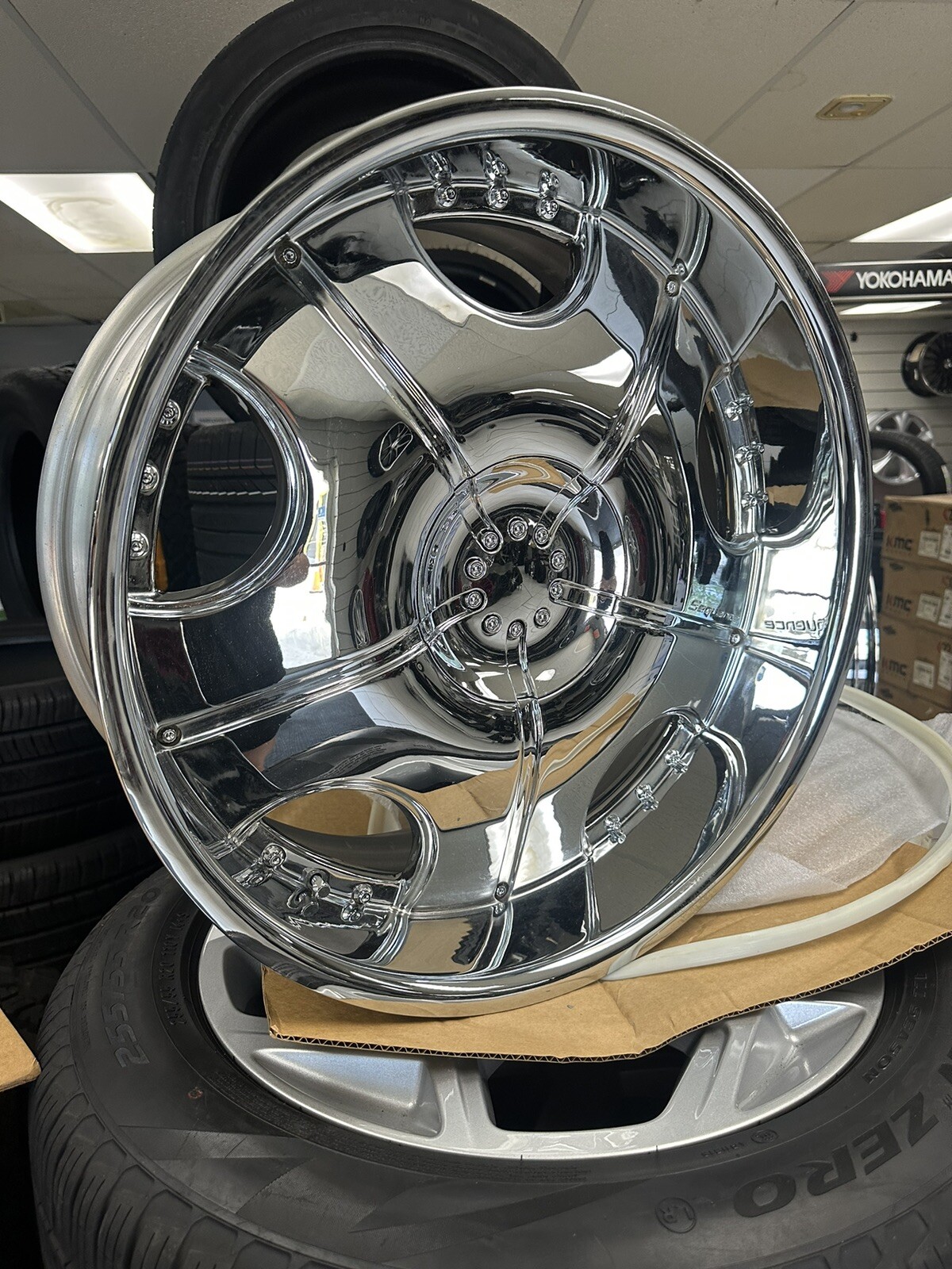 22x10 chrome wheels 6 Lug 139.7 / 135 Sequence Brand Wheels 4 Free ...