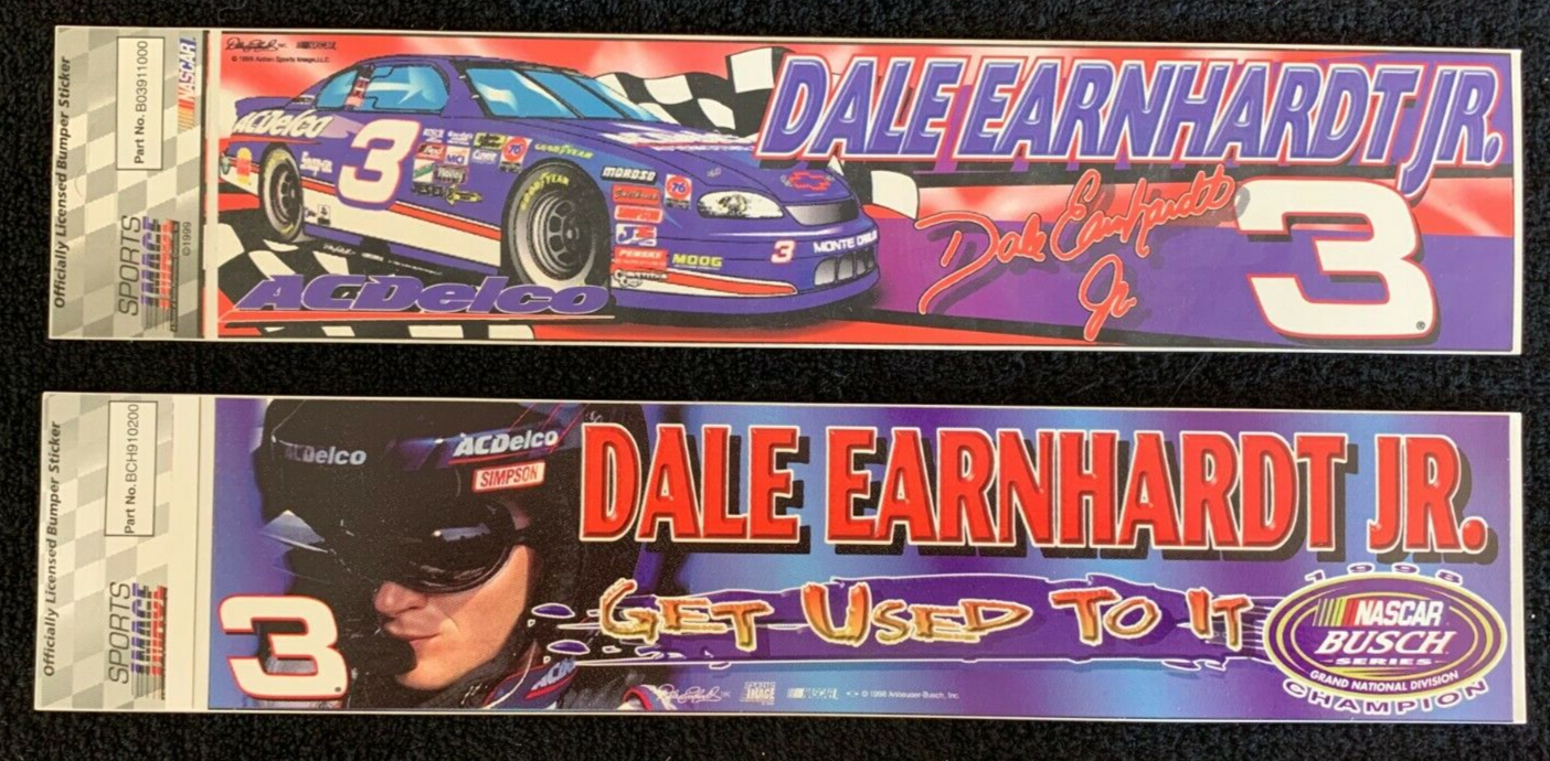 (2) Diff. 1998 & 1999 Dale Earnhardt, Jr. 3"x12" Bumper Stickers Decals ...