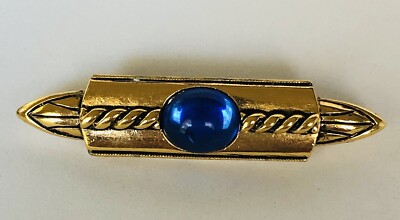 Vintage Gold Tone Designer Signed Ginnie Johansen '84 Blue Stone Brooch ...