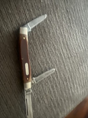 Schrade USA Old Timer 8OT Stockman Knife, Sawcut Brown Delrin Handles ...