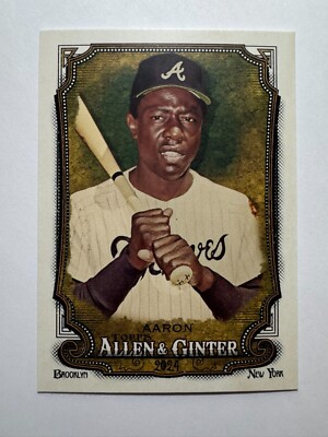 2024 Topps Allen & Ginter Hank Aaron #140 Atlanta Braves Baseball Card ...